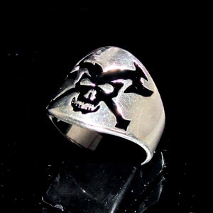Sterling Silver Ring Medieval Skull on Crossed Battle Axes Halberds in ...