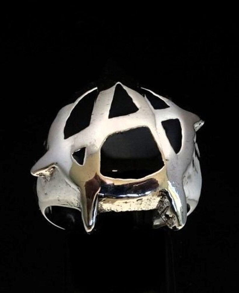 Sterling Silver Ring Anarchy Punk Symbol in Circle UK - Etsy