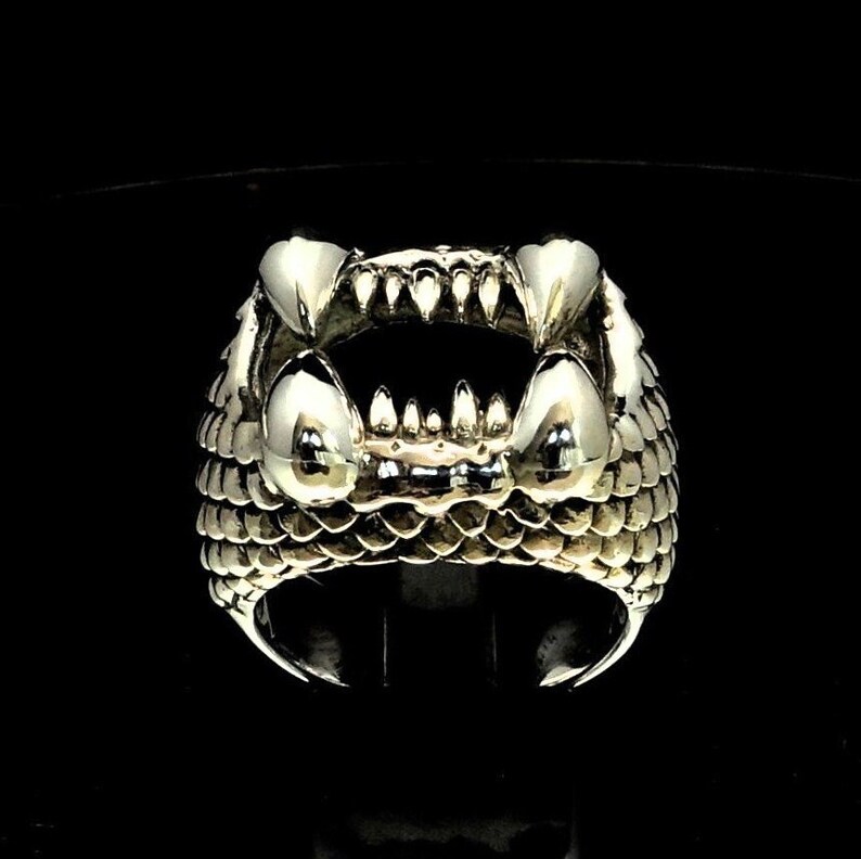 Sterling Silver Fantasy Ring Vicious Sand Worm Mythical Animal - Etsy