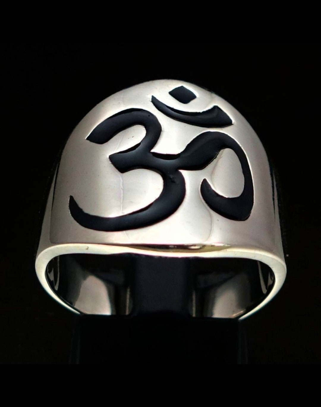 Sterling Silver Buddhist Symbol Ring Ohm Sacred Sound Aum Buddhism in ...