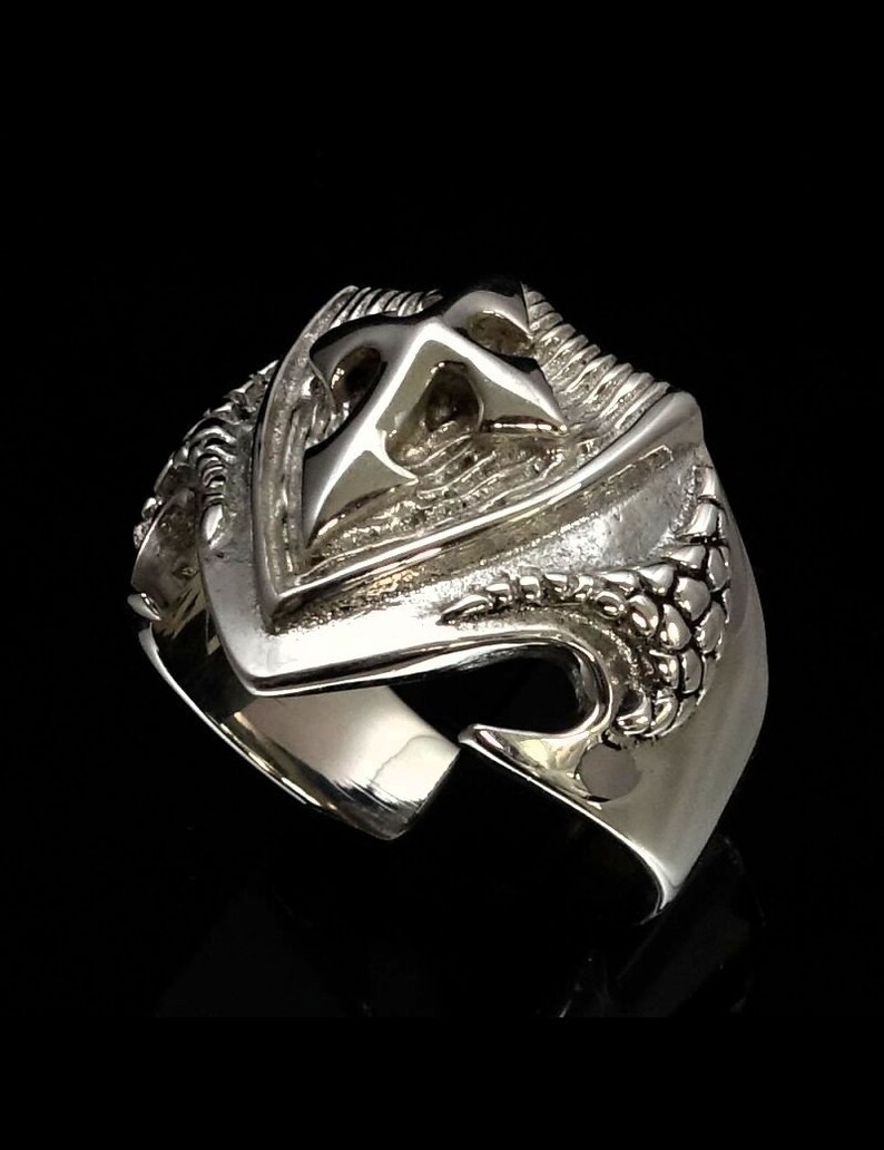 Sterling Silver Knights Templar Ring: Crusader Cross on Medieval Dragon ...