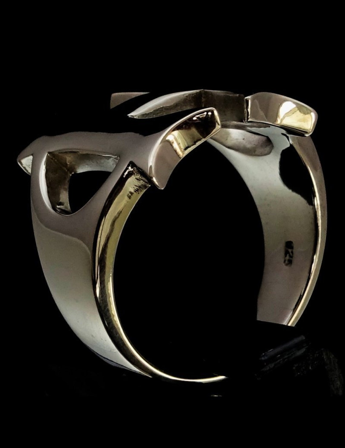 Sterling silver initial H ring alphabet letter high polished | Etsy