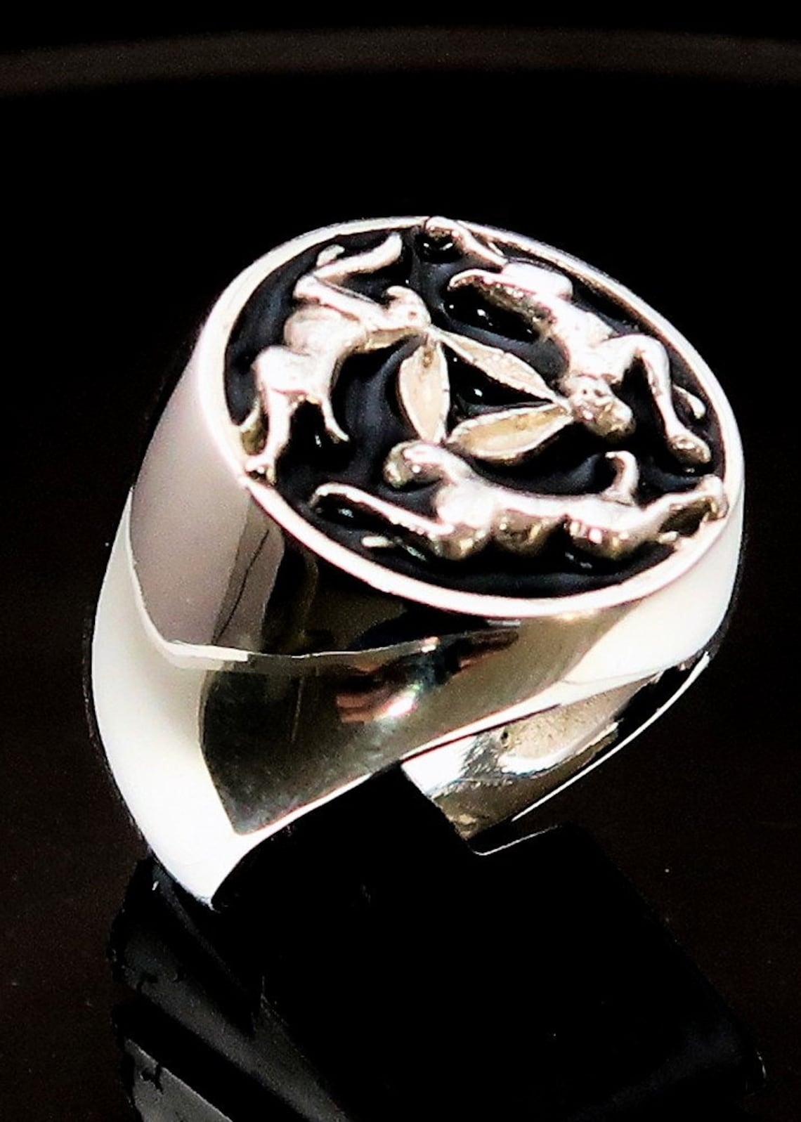 Sterling Silver Ring Three Hares in Circle the Tinners Rabbits - Etsy