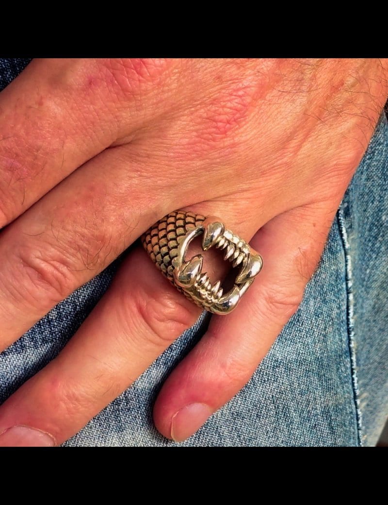 Sterling silver Fantasy ring Vicious Sand Worm mythical Animal | Etsy