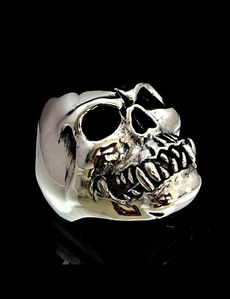 Big Sterling Silver Mens Ring Terrifying Horror Zombie Skull | Etsy