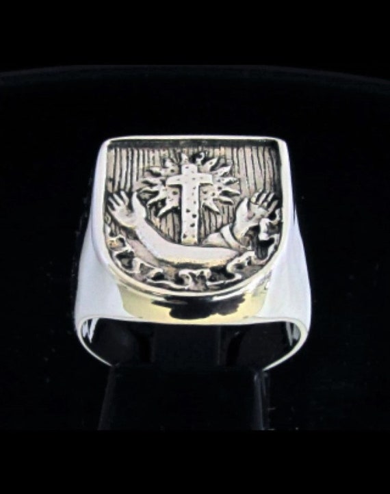 Sterling Silver Religious Symbol Ring Corona Cross Franciscan | Etsy