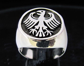 Sterling Silver German Eagle Flag Ring Germany Coat of Arms | Etsy
