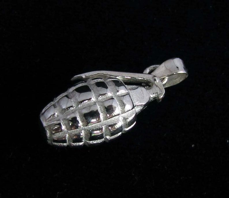 Sterling Silver Hand Grenade Pendant Army Explosive Weapon - Etsy