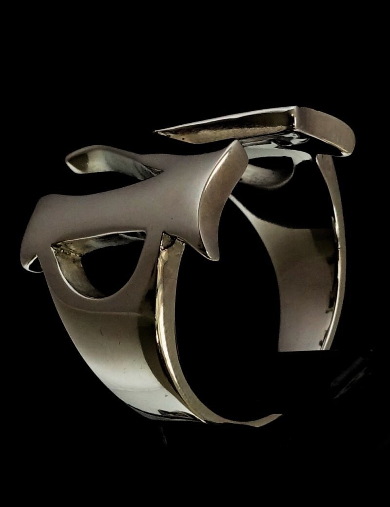 Sterling silver initial M ring alphabet letter high polished | Etsy