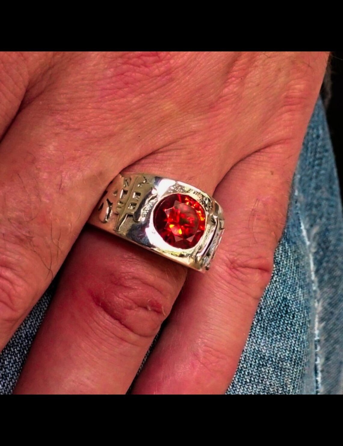 Sterling Silver Japanese Band Ring Kamikaze Japan With a Fiery - Etsy