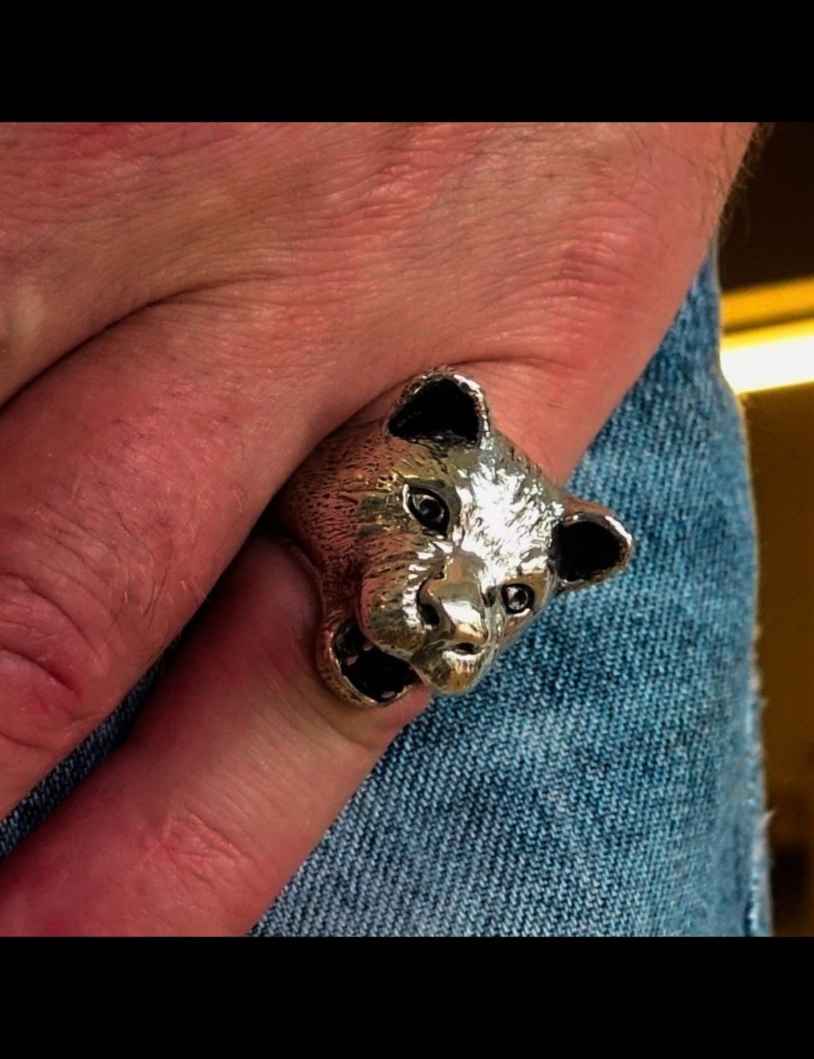 Sterling Silver Animal Ring Lioness Female Lion Head Wild - Etsy