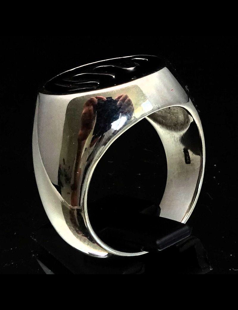 Sterling Silver Allah Ring: Black Enamel Muslim Symbol - Etsy