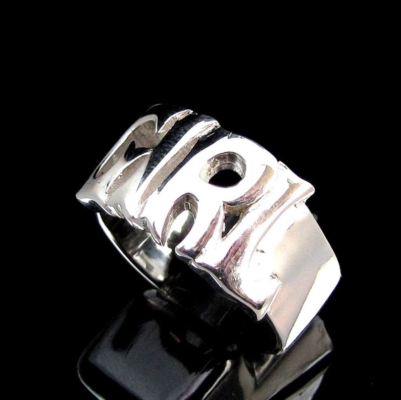 Sterling Silver Letter Ring Girl One Word Bold Letters High - Etsy