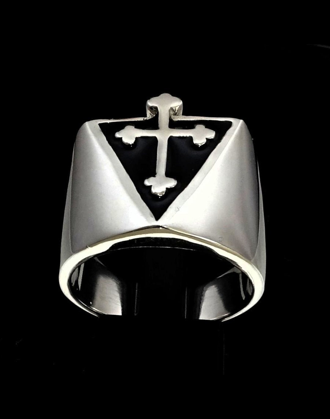 Sterling Silver Medieval Symbol Ring Coptic Cross Christian Religion ...