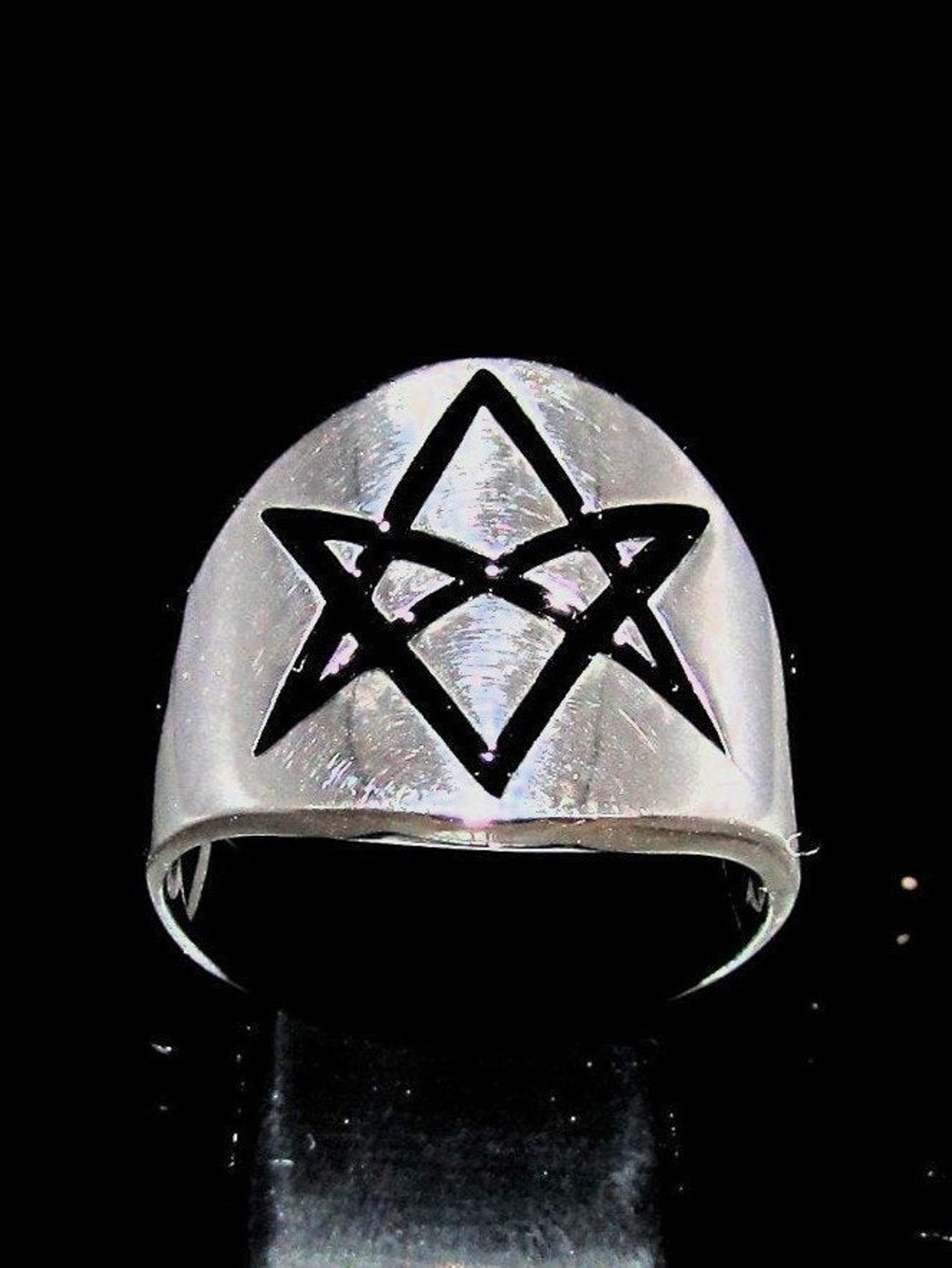 Sterling silver ring Unicursal Hexagram Aquarian Star ancient | Etsy