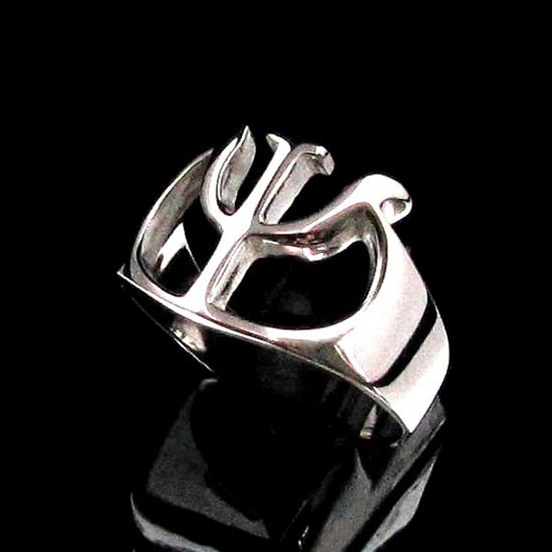 Initial Psi Sterling Silver Ring Greek Alphabet Capital Letter - Etsy