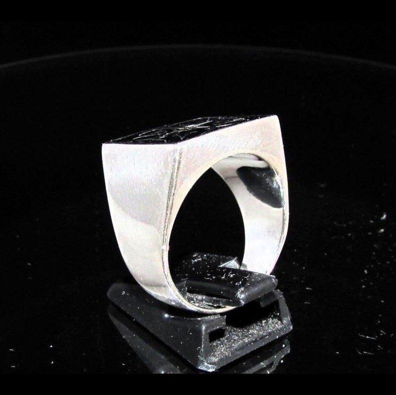 Sterling Silver Assassin Symbol Ring Ninja Cross With Black | Etsy