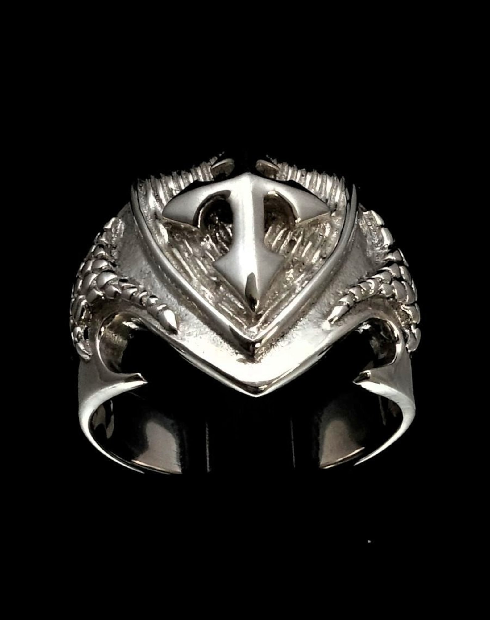 Sterling Silver Knights Templar Ring: Crusader Cross on Medieval Dragon ...