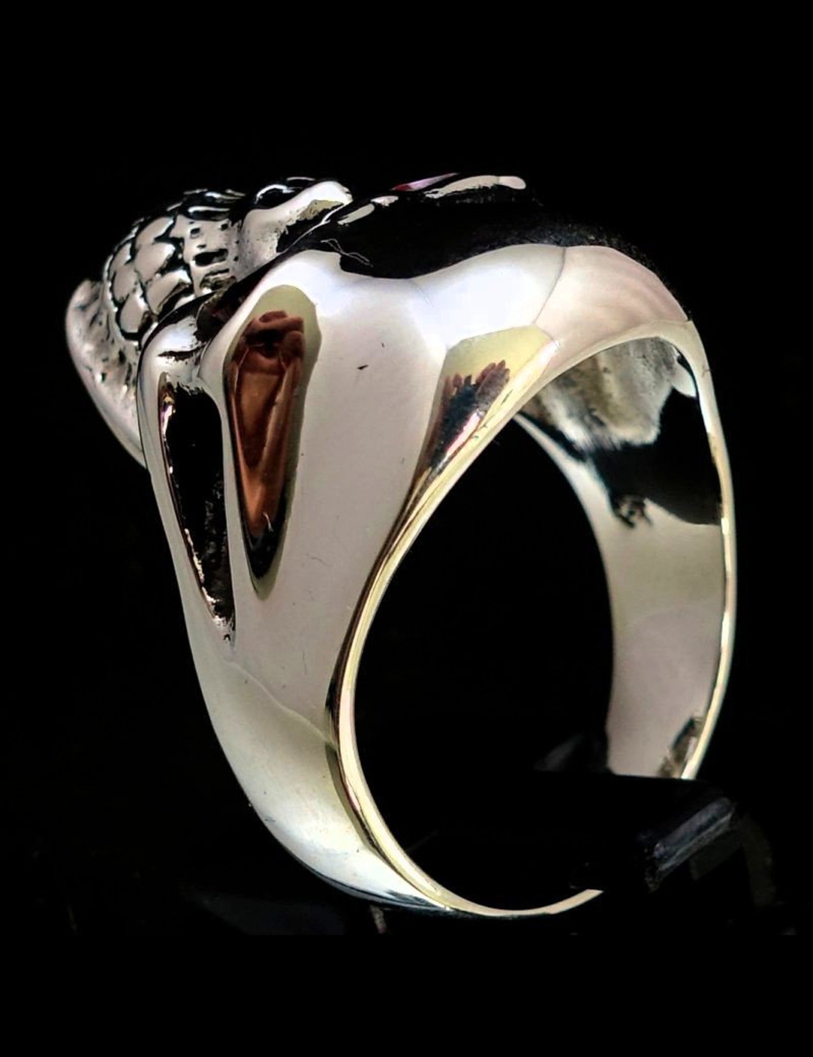 Sterling Silver Ring Grinning Phantom Skull With 2 Fiery Red - Etsy