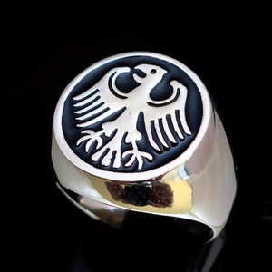 Sterling Silver German Eagle Flag Ring Germany Coat of Arms With Black ...