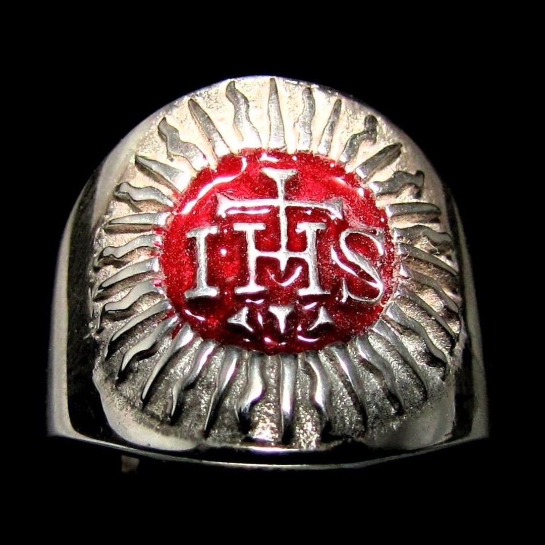 Sterling Silver Religious Symbol Ring IHS Christ Monogram Three Nail ...