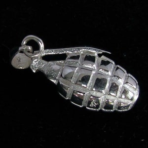 Sterling Silver Hand Grenade Pendant Army Explosive Weapon Military ...