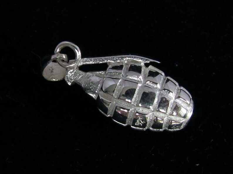 Sterling Silver Hand Grenade Pendant Army Explosive Weapon - Etsy