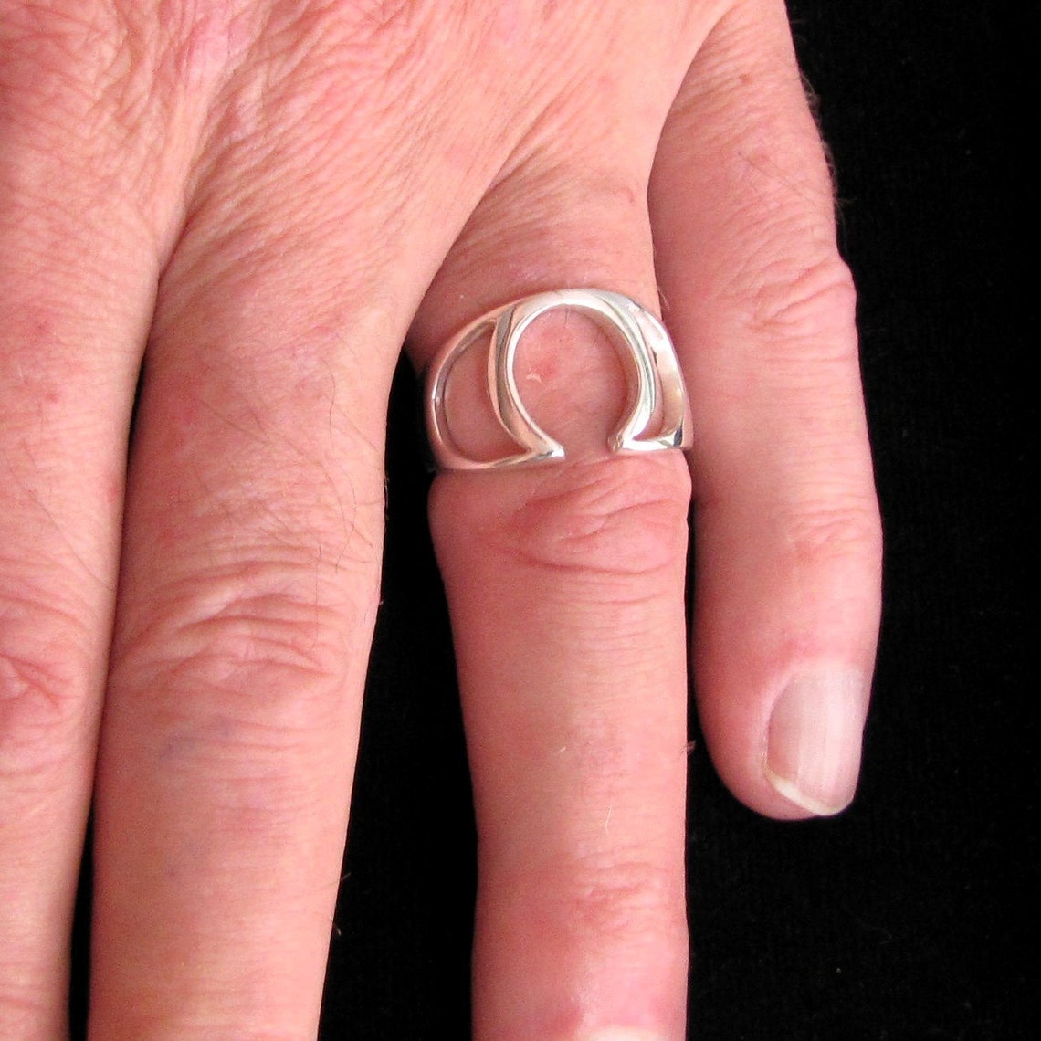 Initial Omega Sterling Silver Ring Greek Alphabet Capital - Etsy