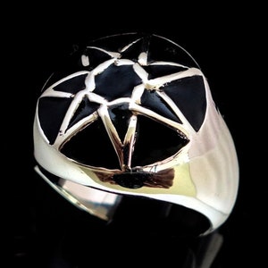 Sterling Silver Wicca Ring Fairy Elven Star on Dome Pagan Witchcraft ...