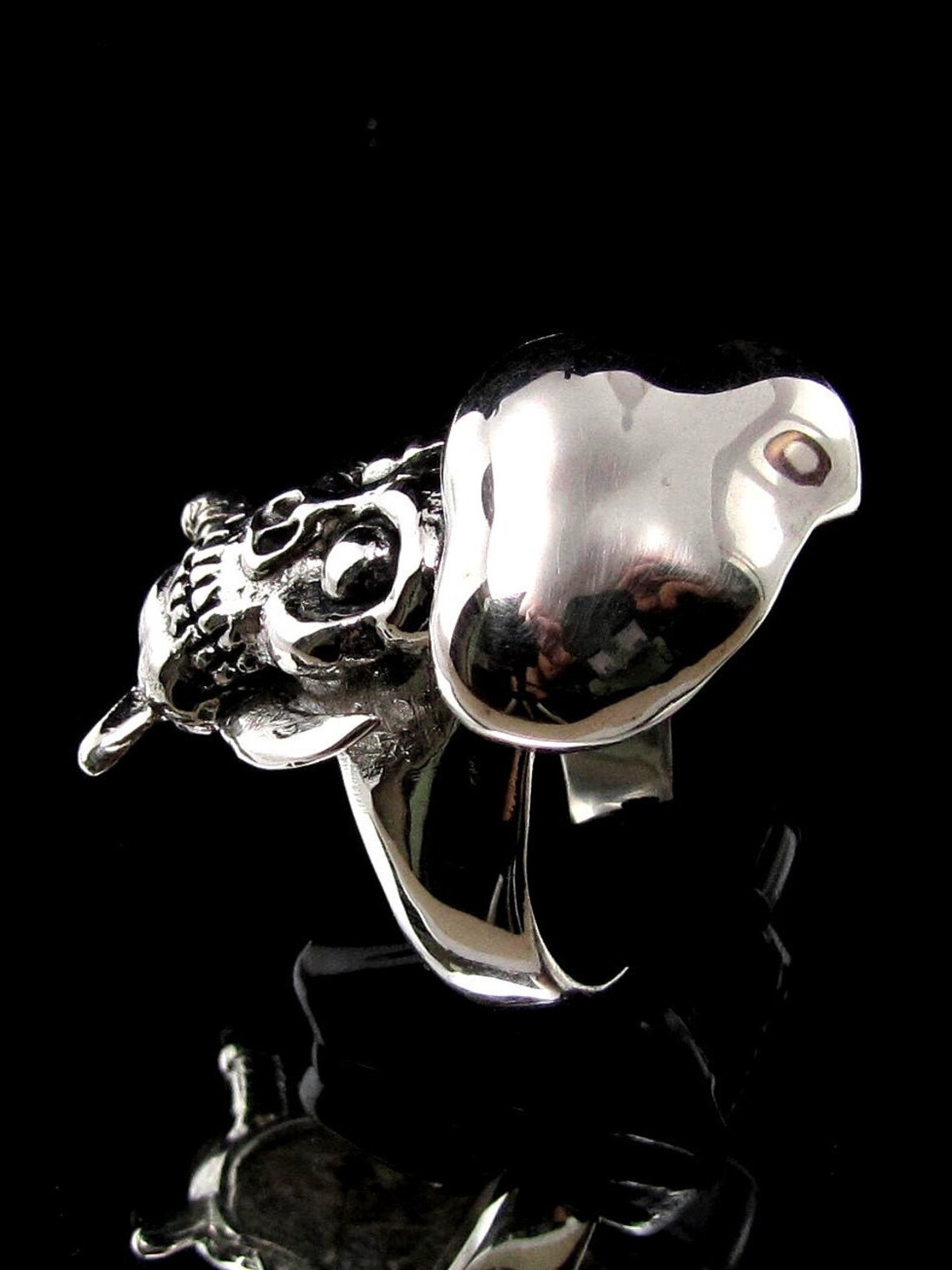 Sterling Silver Skull Ring Army Chef Cook With Beret on - Etsy