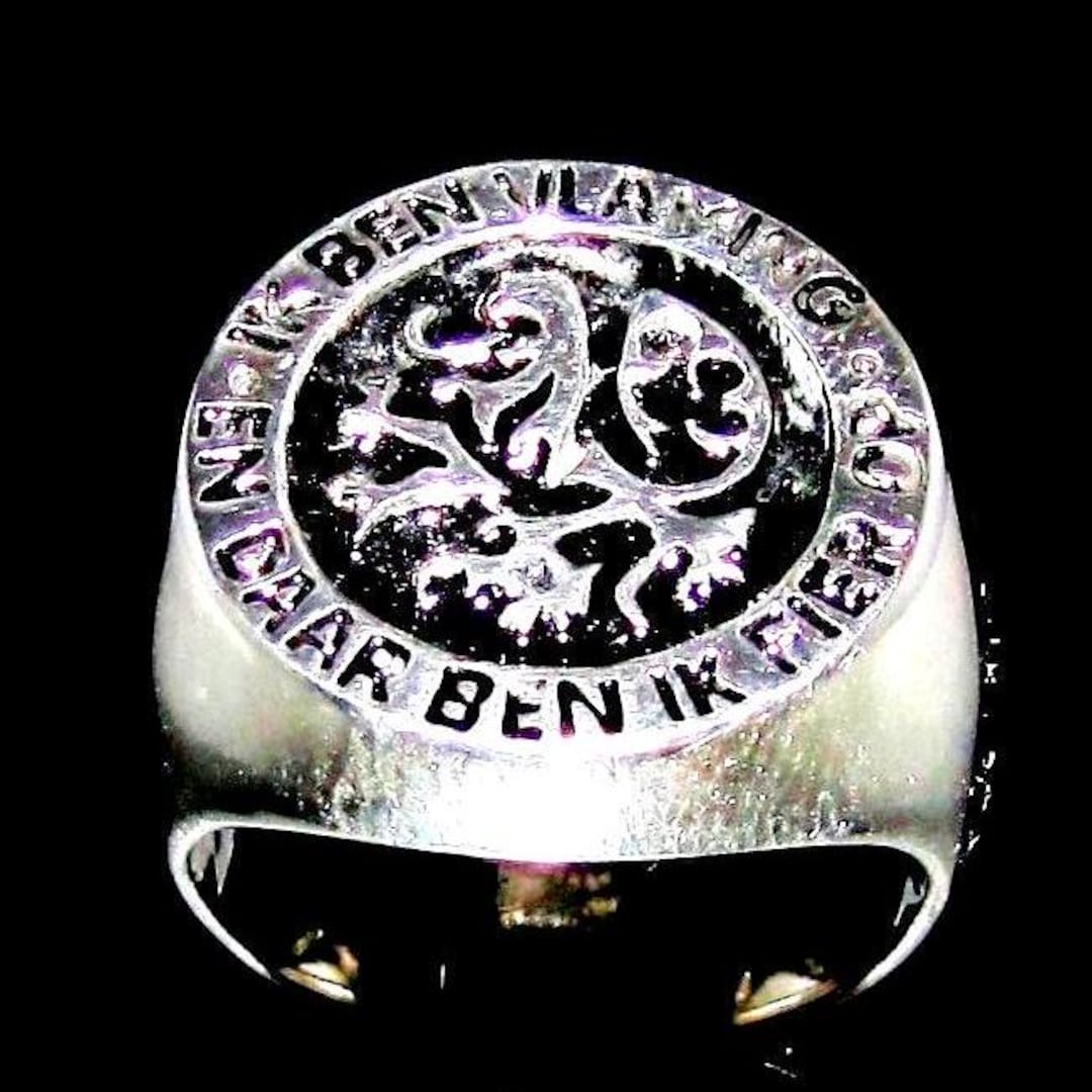 Sterling Silver Flag Ring: Flemish Lion Belgium Flanders High Polished ...