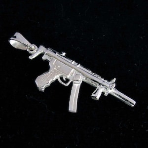 Sterling Silver Kalashnikov Pendant Automatic Machine Gun Army Soldier ...