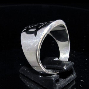 Sterling Silver Anarchy Ring Circle A Punk Symbol UK in Black Enamel ...