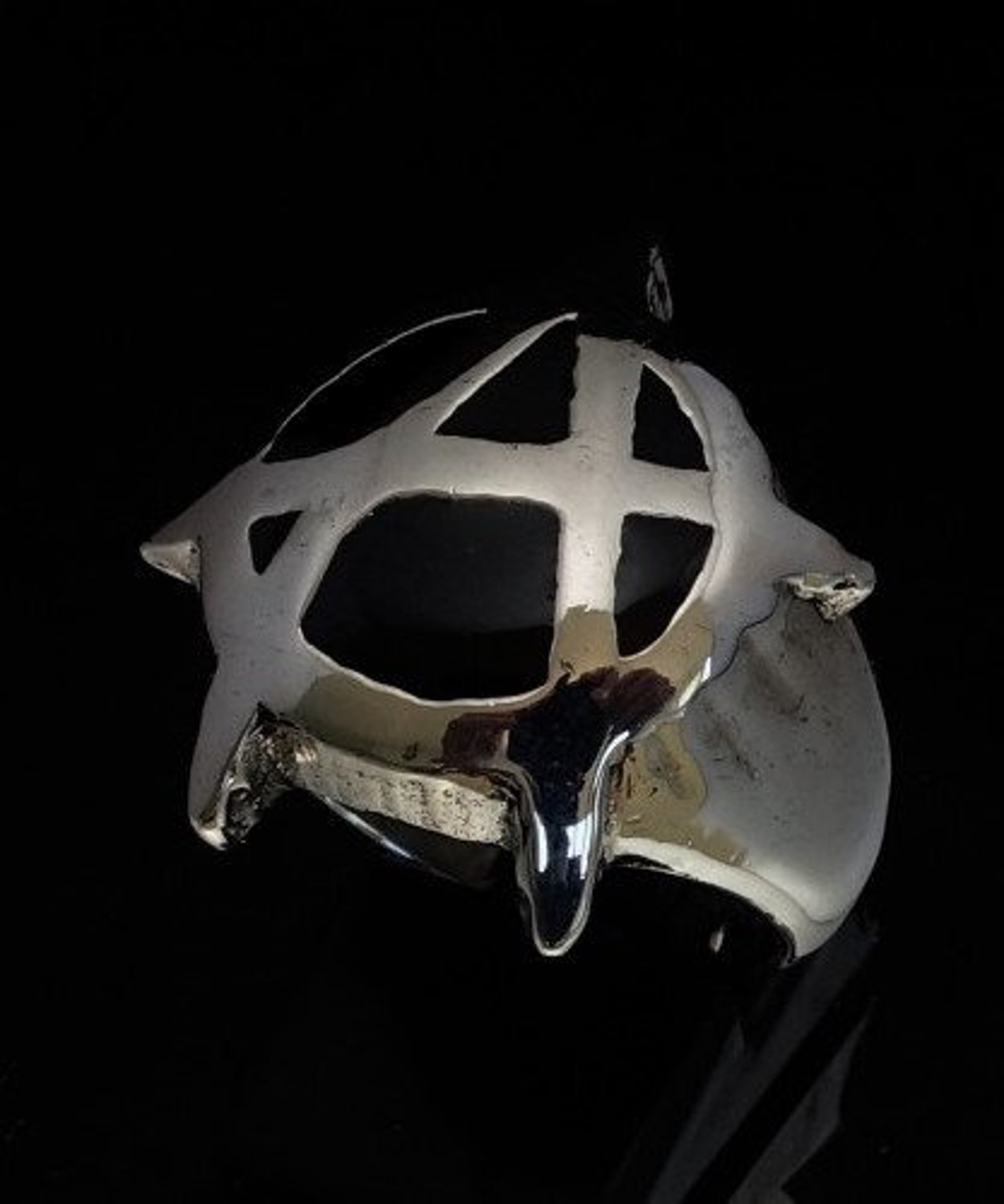 Sterling silver ring Anarchy Punk symbol in Circle UK | Etsy