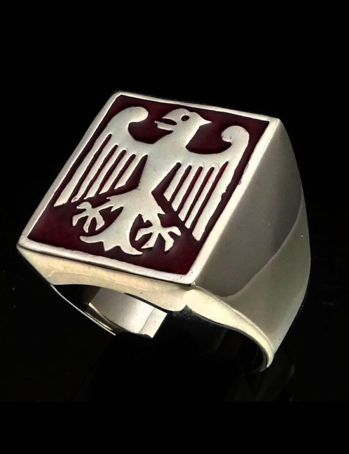 Sterling Silver Men's Ring German Eagle Flag Germany Coat - Etsy
