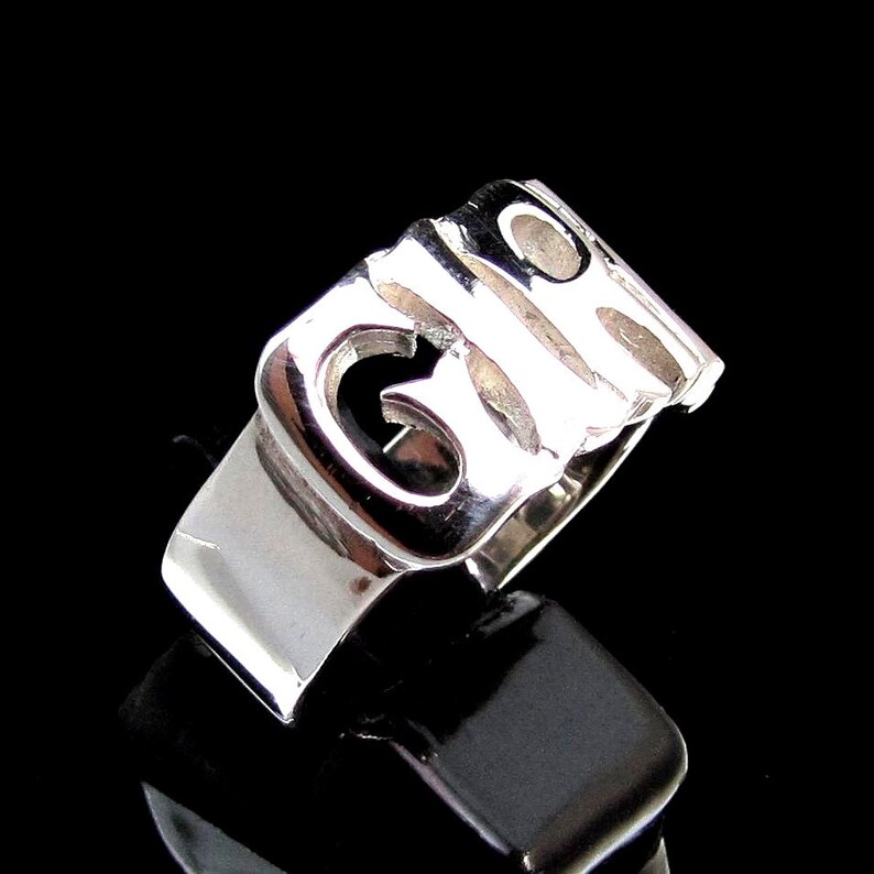 Sterling Silver Letter Ring Girl One Word Bold Letters High - Etsy