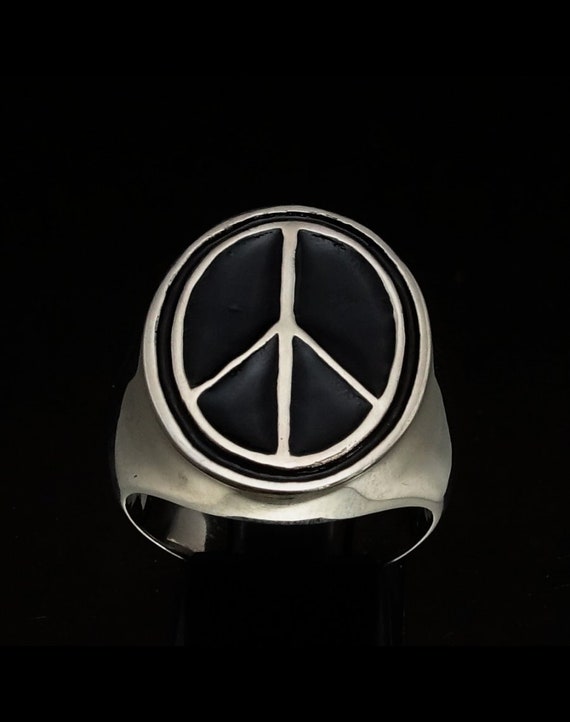 Sterling silver symbol ring Freedom Peace sign nuclear | Etsy