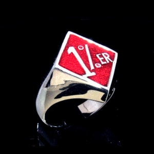 Diamond Shaped Sterling Silver Biker Ring One Percent Symbol 1 - Etsy
