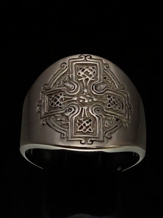 Sterling silver ring Celtic Cross Runes Irish Knot symbol | Etsy