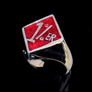 Diamond Shaped Sterling Silver Biker Ring One Percent Symbol 1 ...