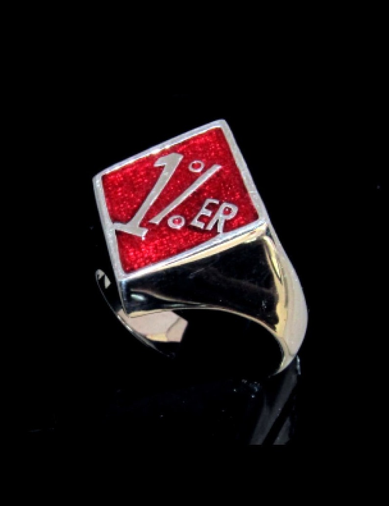 Diamond Shaped Sterling Silver Biker Ring One Percent Symbol 1 | Etsy