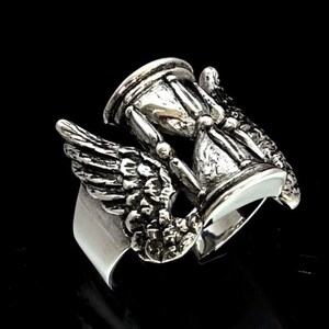Sterling Silver Freemasonry Ring Winged Hourglass Masonic Symbol ...