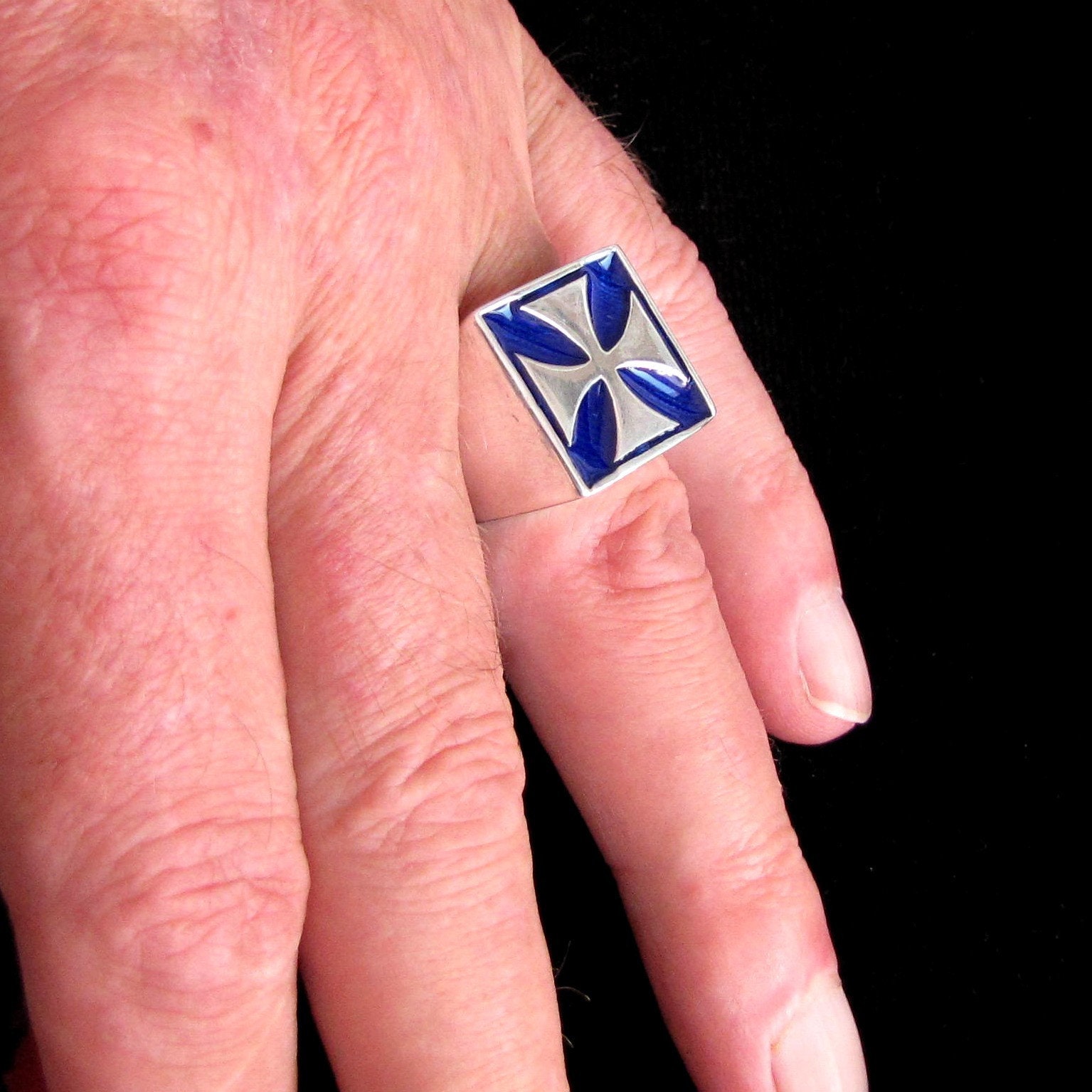 Sterling Silver Men's Biker Ring Iron Cross Chopper Symbol - Etsy