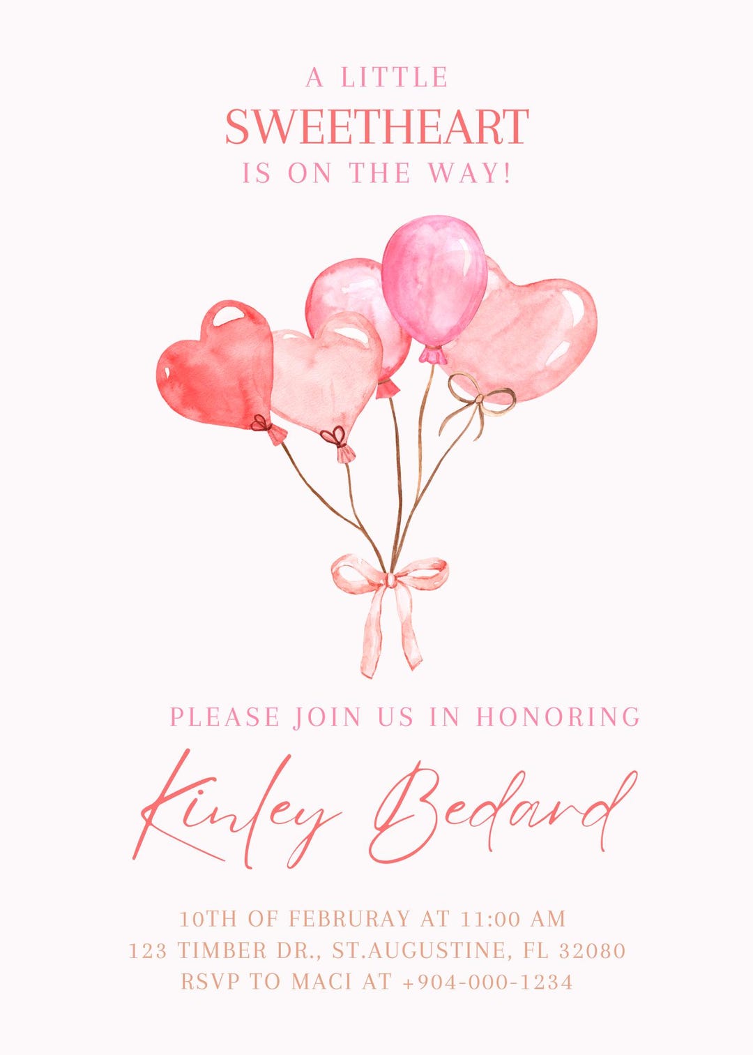 Hearts/valentine Themed Baby Shower Invitation - Etsy