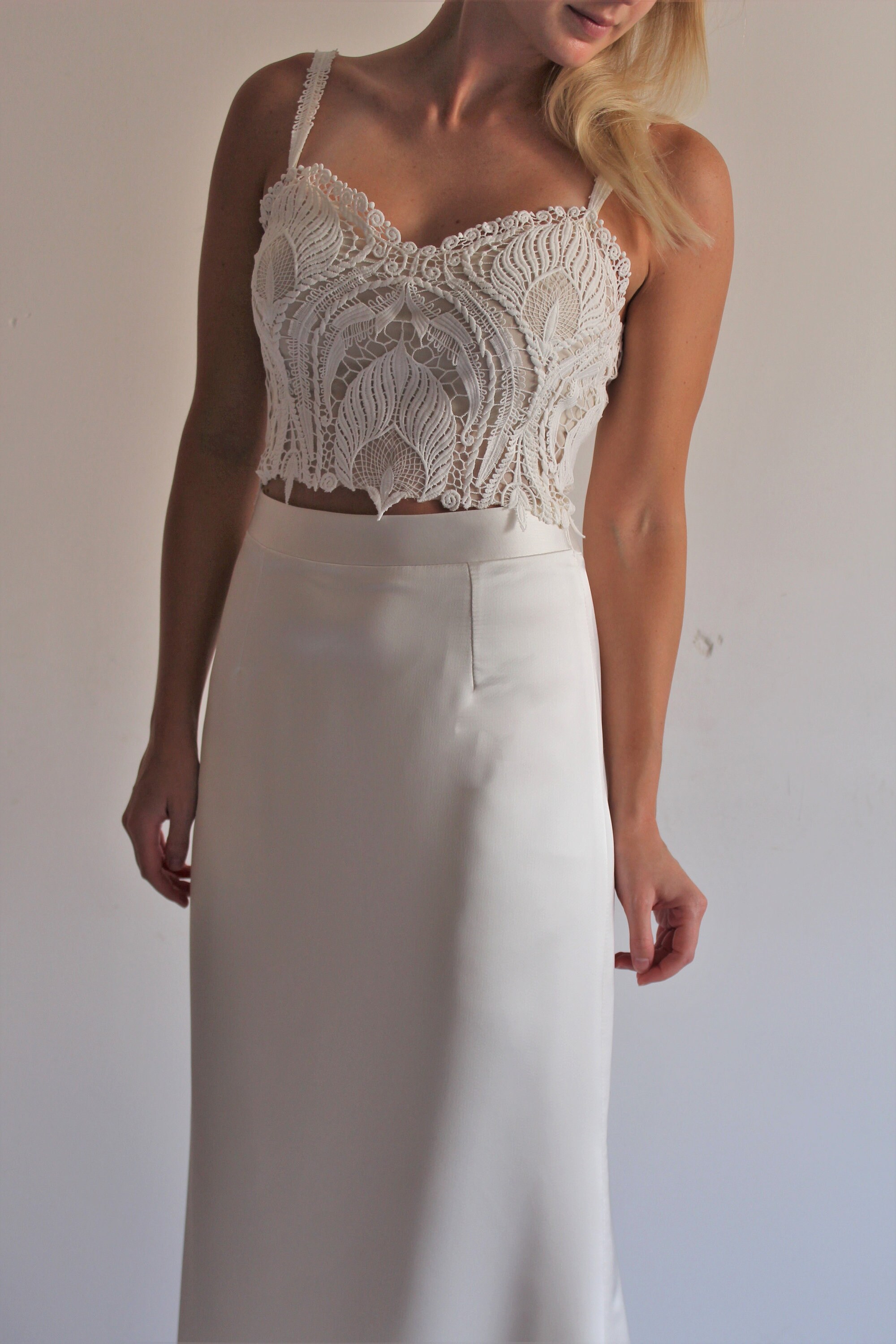 Bridal Lace Top/wedding Crop Top/ivory Lace Top/simple Bridal - Etsy UK