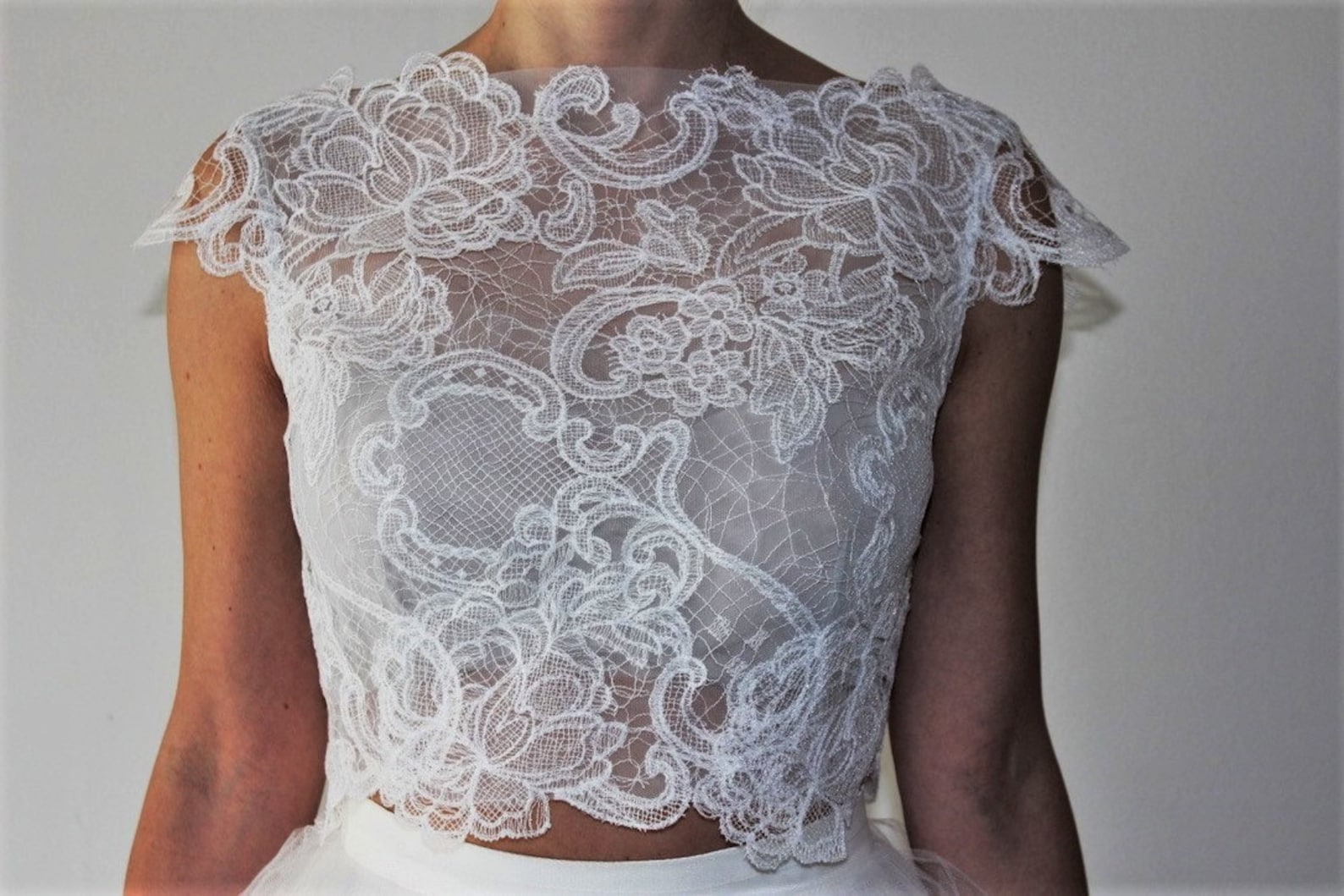 Wedding Crop Top/ivory Lace Top/alternative Bridal Crop Top/boat ...