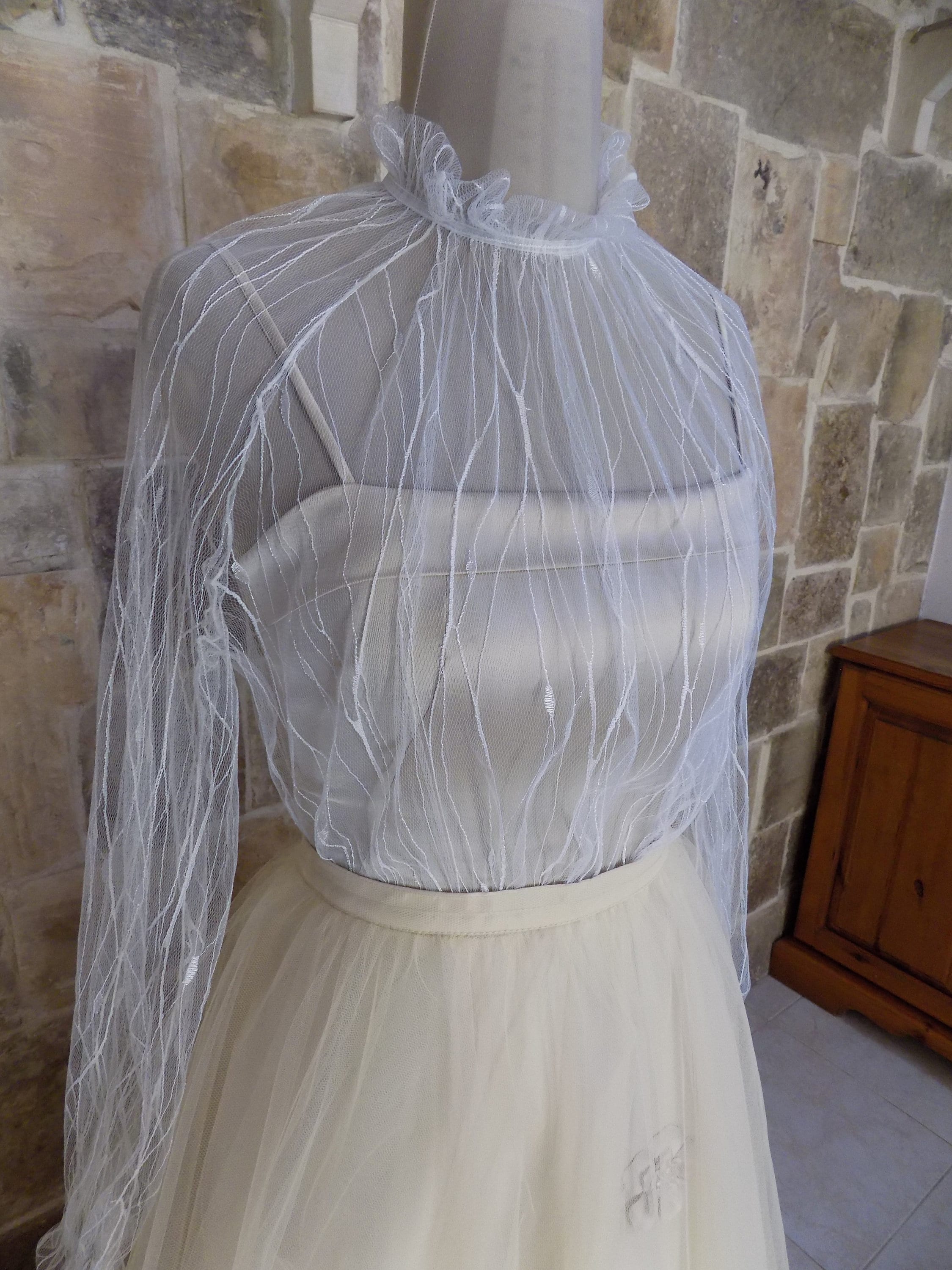 Bridal Tulle Top/embroidered Tulle Top/bridal Cover Up/tulle Blouse ...
