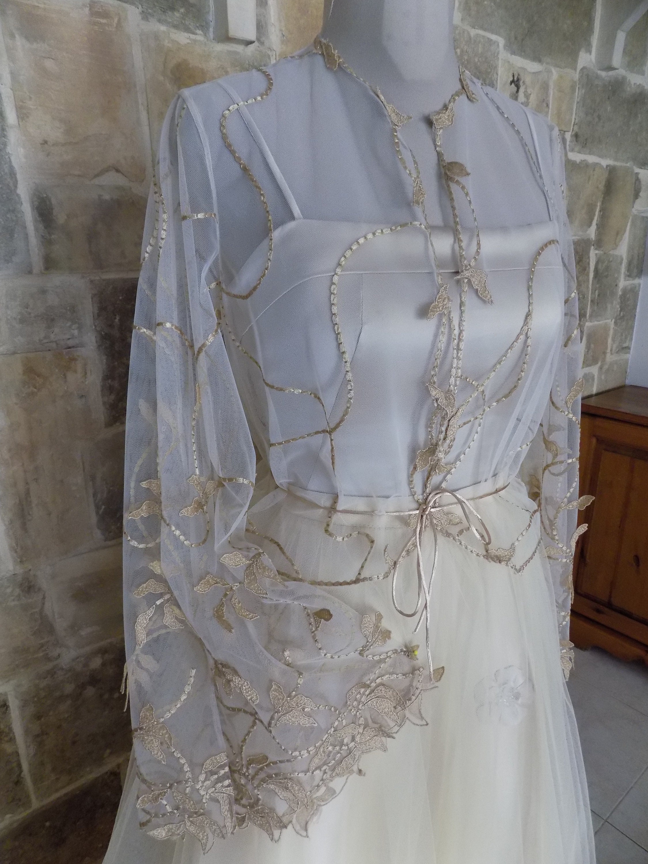 SAMPLE Sale/embroidered Tulle Jacket/bridal Cover Up/tulle Jacket With ...