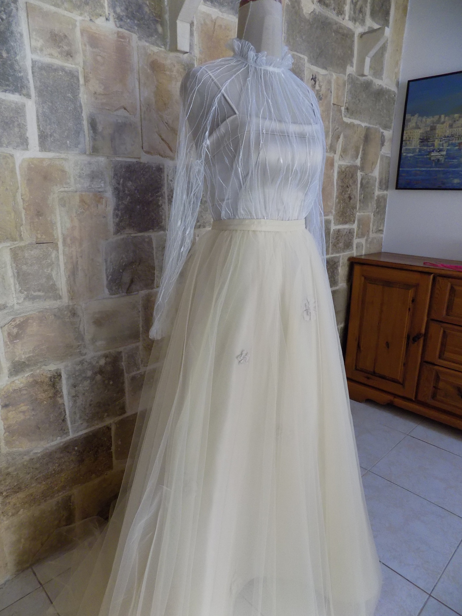 Bridal Tulle Top/embroidered Tulle Top/bridal Cover Up/tulle Blouse ...