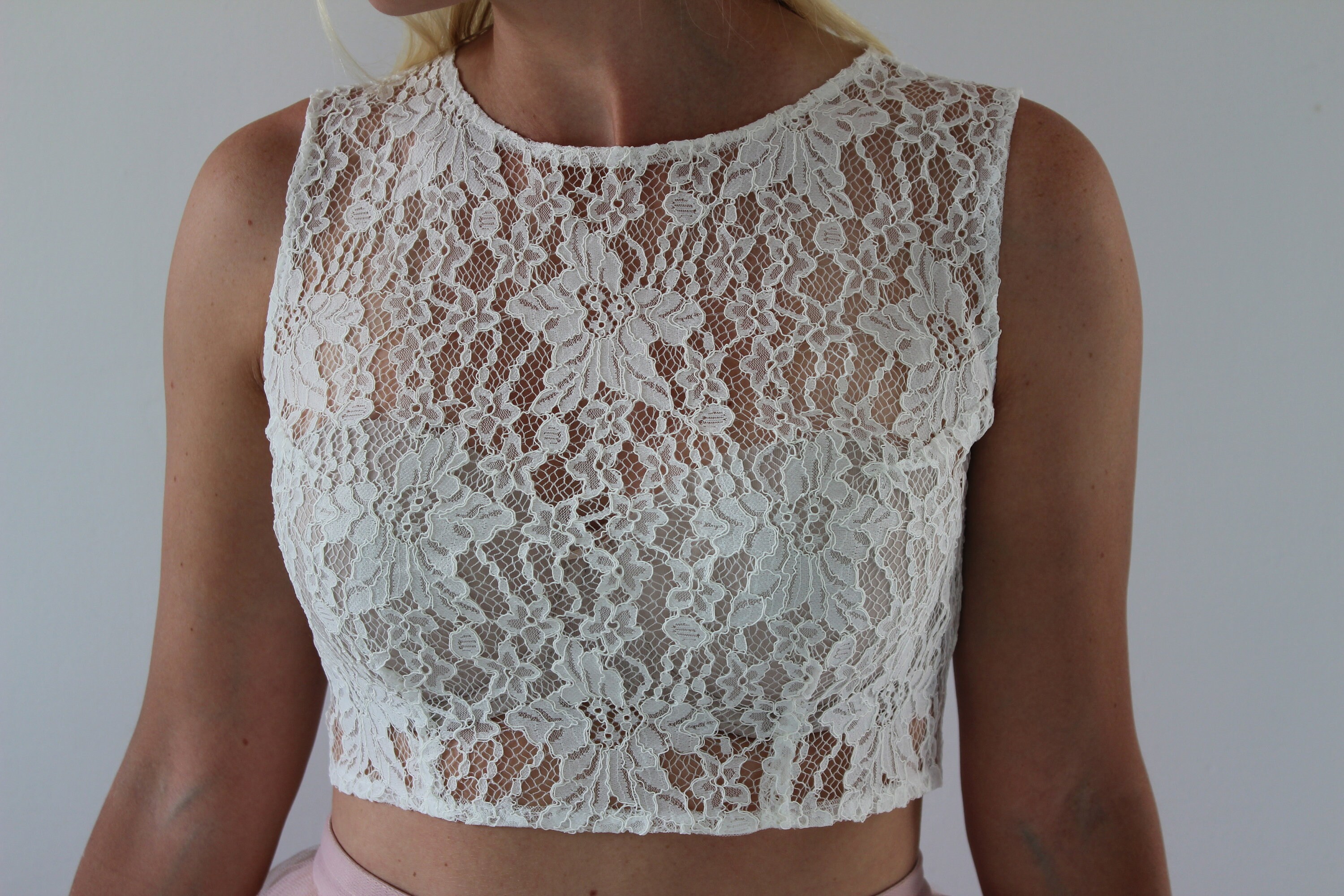 Custom Made Ivory Lace Crop Top Minimalist Wedding Etsy